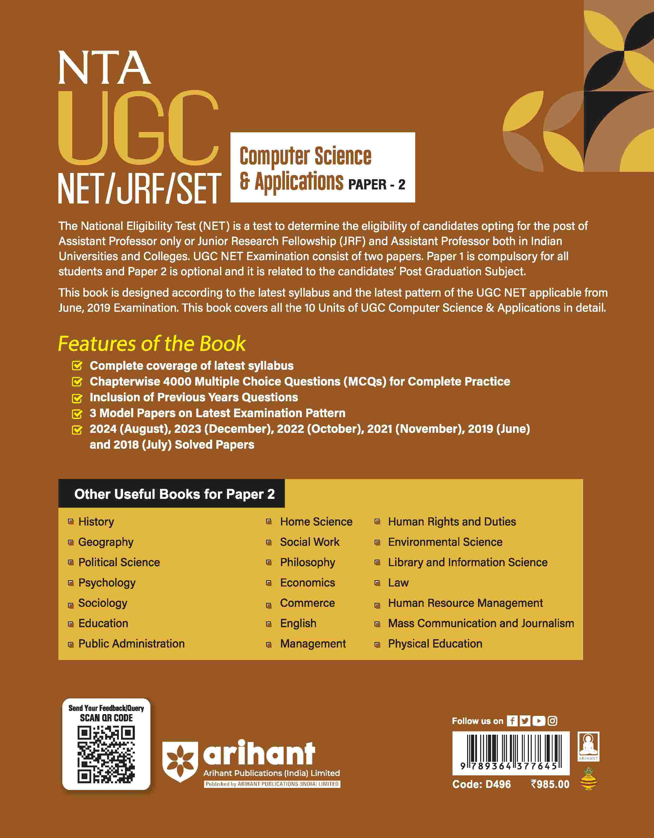 Nta Netjrf Computer Science And Applications Book 2025 Arihantbooks